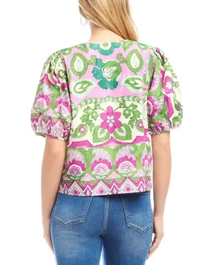 Karen Kane Puff Sleeve Button-front Top