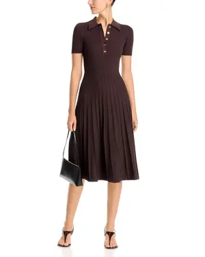 Michael Kors Ribbed Knit Midi Dress - Chocolate