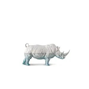 LLADRO Rhino Sculpture, Underwater - White