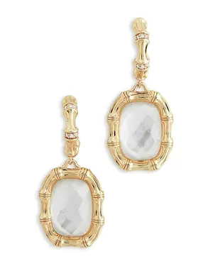 ANABEL ARAM Crystal Bamboo Drop Earrings - Clear/gold