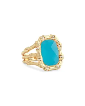 ANABEL ARAM Pave & Turquoise Bamboo Cocktail Ring - Blue/gold