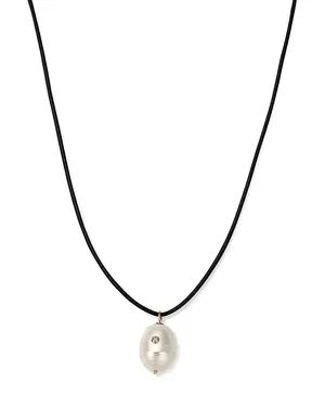 Zoe Chicco Diamond Baroque Pearl Pendant Necklace - Gold