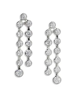 Nadri Cubic Zirconia Double Drop Earrings - Silver