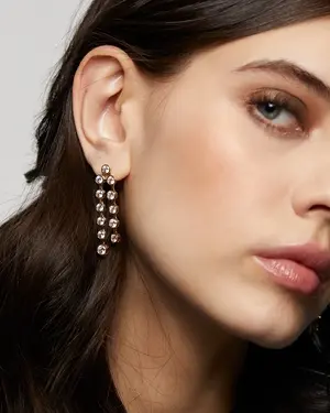 Nadri Cubic Zirconia Double Drop Earrings - Silver