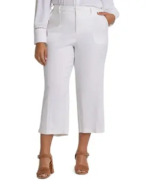 NYDJ Wide Leg Capri Cargo Pants - Optic White