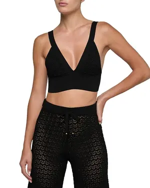 L'Agence Reverie Pointelle Knit Bra Top - Black