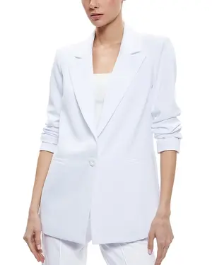 Alice + Olivia Denny Notch Collar Boyfriend Blazer - White