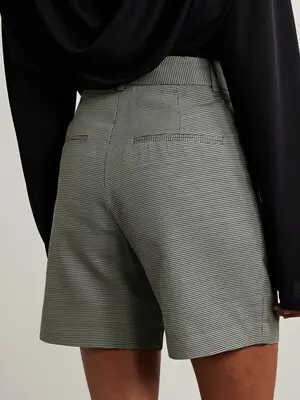 ANINE BING Carrie Pleated Houndstooth Wool-blend Shorts