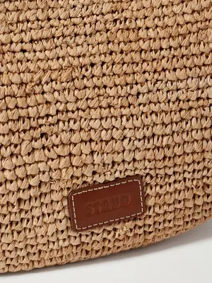 Staud Moon Large Leather-trimmed Raffia Tote