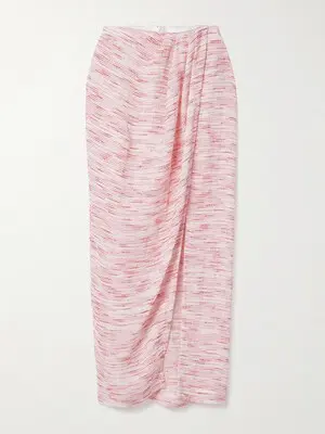 Lisa Marie Fernandez Pleated Striped Linen-blend Gauze Pareo - Red