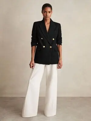 REISS Eden Oversized Double-breasted Linen-blend Blazer