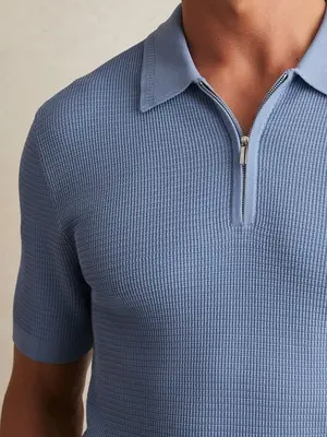 REISS Regis Textured Half-zip Polo Shirt