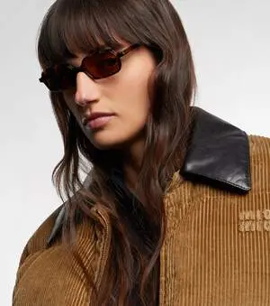 Miu Miu Regard Rectangular Sunglasses - Brown
