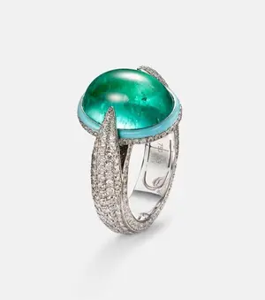 KAMYEN 18kt Gold Ring With Diamonds And Emerald