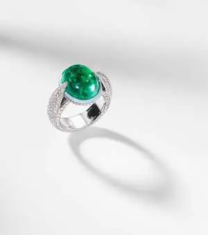 KAMYEN 18kt Gold Ring With Diamonds And Emerald