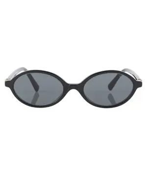 Miu Miu Logo Round Frame Sunglasses - Black