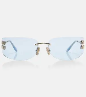 Miu Miu Logo Rectangular Sunglasses - Blue