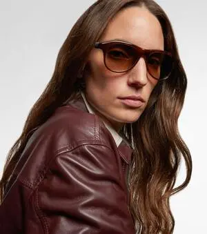 Brunello Cucinelli Square Havana Sunglasses