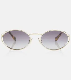 Miu Miu Round Frame Sunglasses - Gold