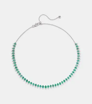 KAMYEN 18kt White Gold And Emerald Choker With Enamel - Silver