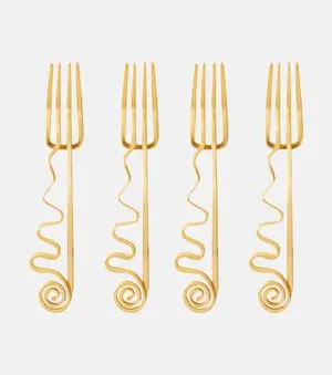 L'Objet Spirale Set Of 4 Cocktail Forks - Gold