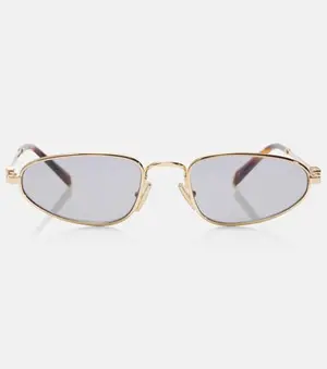 Miu Miu Logo Oval Sunglasses - Gold