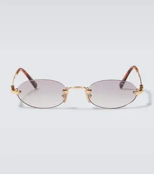 Miu Miu Oval Sunglasses - Gold