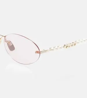 Gucci Logo Embellished Oval Sunglasses