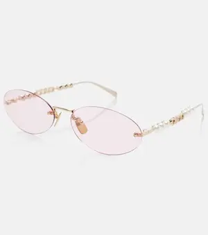 Gucci Logo Embellished Oval Sunglasses