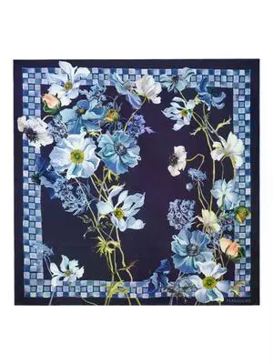 FERRAGAMO Fiori-print Silk Scarf - Blue