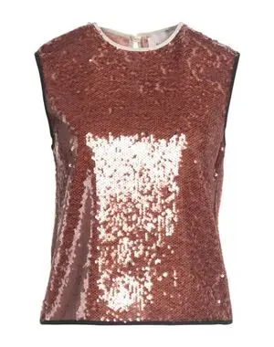 ALYSI Sleeveless Crewneck Sequined Tulle Top