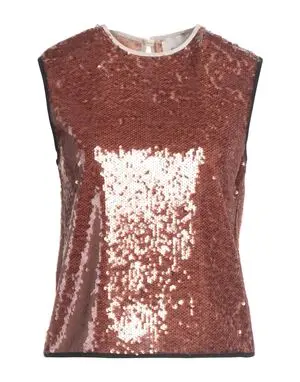 ALYSI Sleeveless Crewneck Sequined Tulle Top