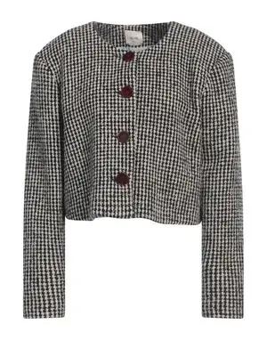 ALYSI Jacket In Virgin Wool Blend With Houndstooth Pattern
