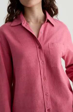 Ag Addison Linen Blend Shirt - Peony