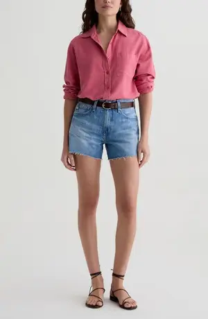 Ag Addison Linen Blend Shirt - Peony