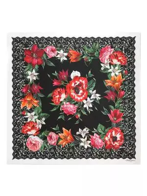 Dolce & Gabbana Floral-print Scarf - Black