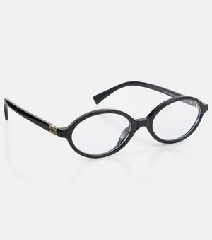 Miu Miu Oval Frame Glasses - Black