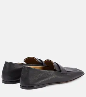 THE ROW Square Toe Leather Loafers - Black