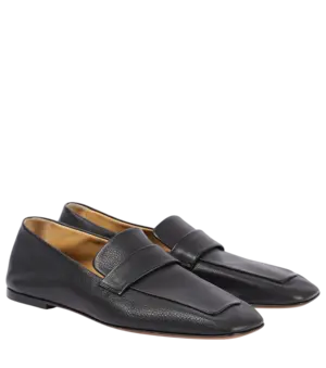 THE ROW Square Leather Loafers - Black