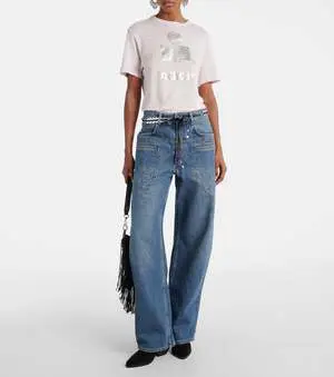 MARANT ETOILE Zewel Logo Linen T-shirt - Pink