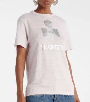MARANT ETOILE Zewel Logo Linen T-shirt - Pink
