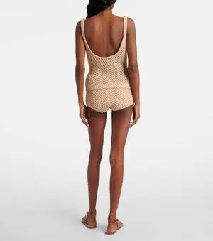 Elie Saab Crochet Floral-appliqué Cotton-blend Top