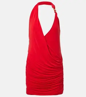 Balmain Draped Halterneck Mini Dress - Red