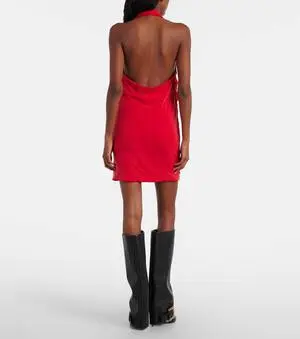 Balmain Draped Halterneck Mini Dress