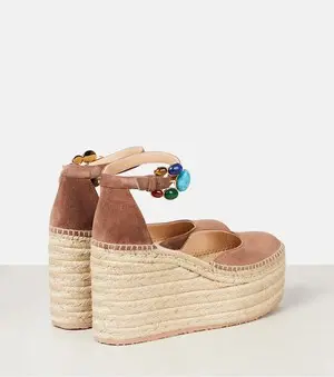 GIANVITO ROSSI Shanti 100" Suede Espadrille Wedges