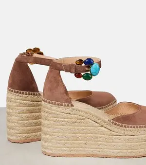 GIANVITO ROSSI Shanti 100" Suede Espadrille Wedges