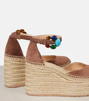 GIANVITO ROSSI Shanti 100" Suede Espadrille Wedges