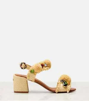 Dolce & Gabbana Embellished Raffia Sandals
