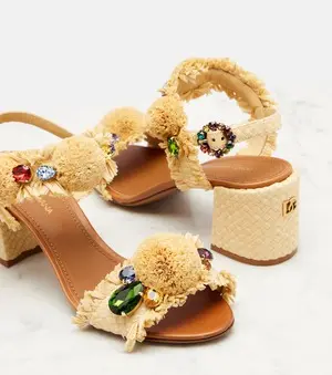Dolce & Gabbana Embellished Raffia Sandals