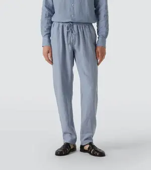Thom Sweeney Linen Straight Pants - Blue